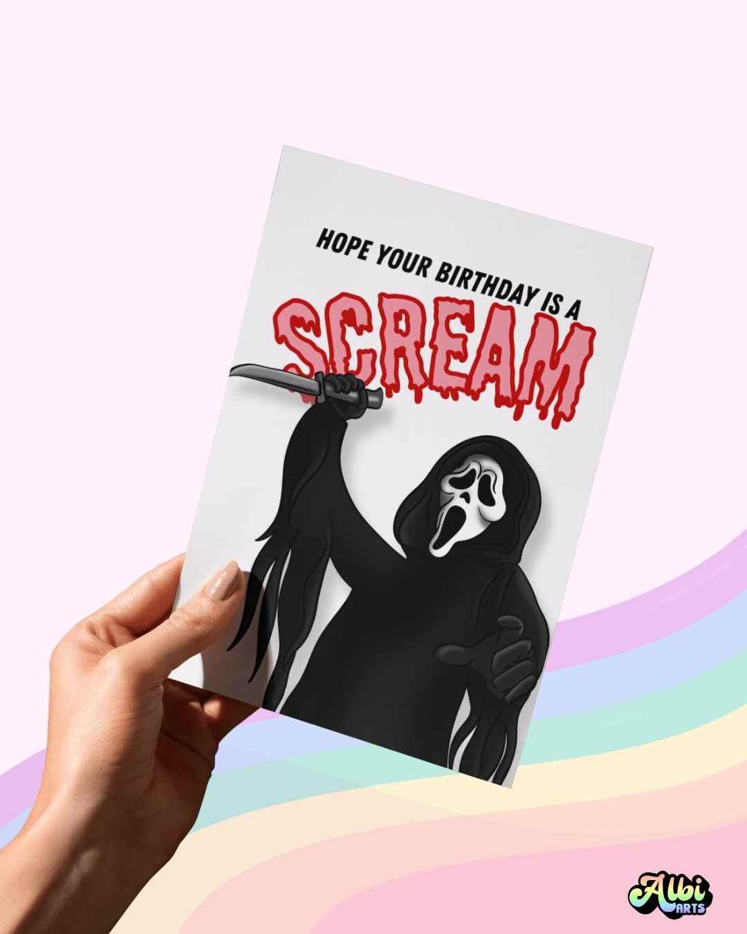 Hope Your Birthday is a Scream! Greeting Card || by Albi Arts - Etsy