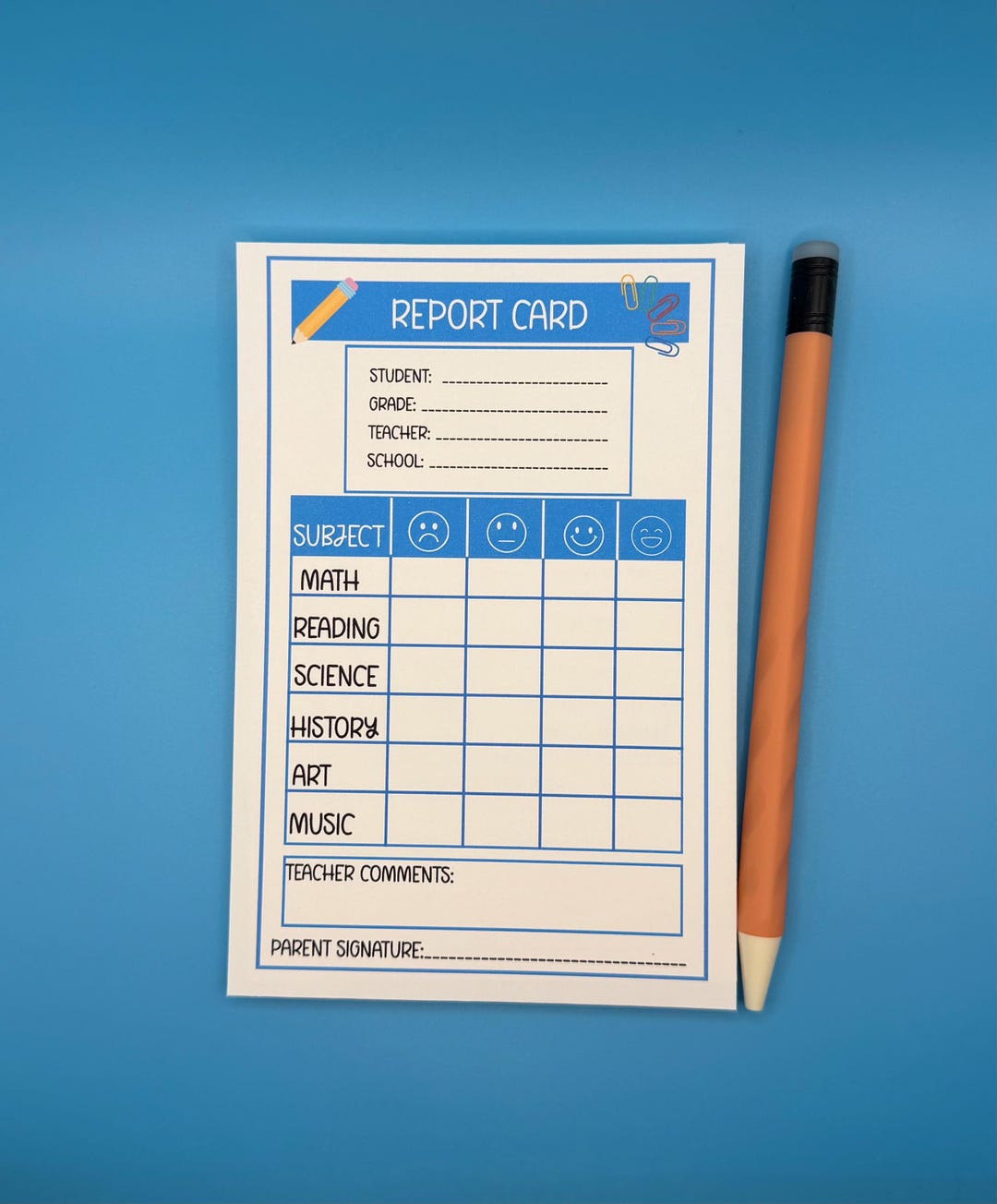 Pretend Play Report Card Notepad ~ Report Card Kids Dramatic Play - Etsy