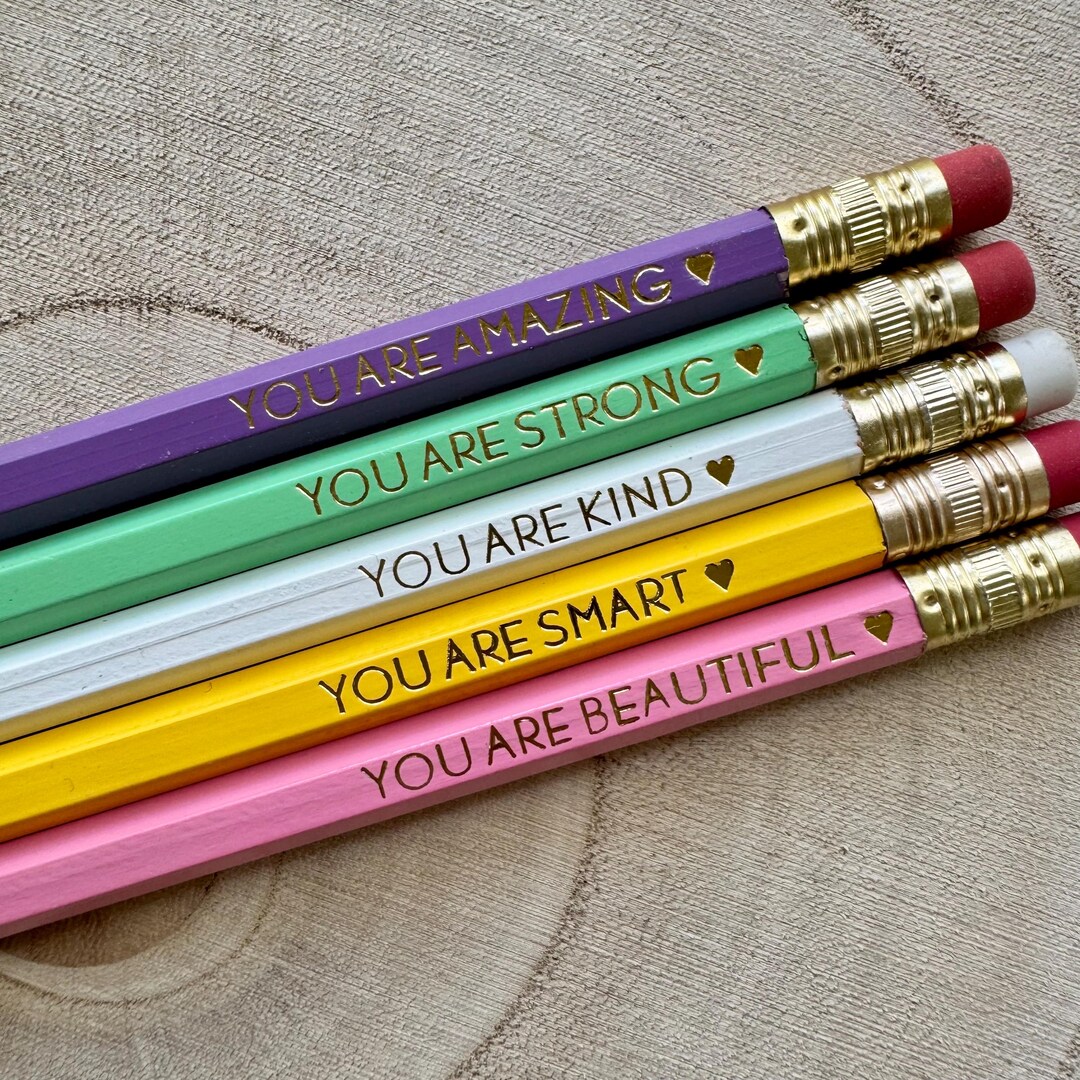 Affirmation Pencils, Motivational Pencil Set, Encouragement Pencils - Etsy