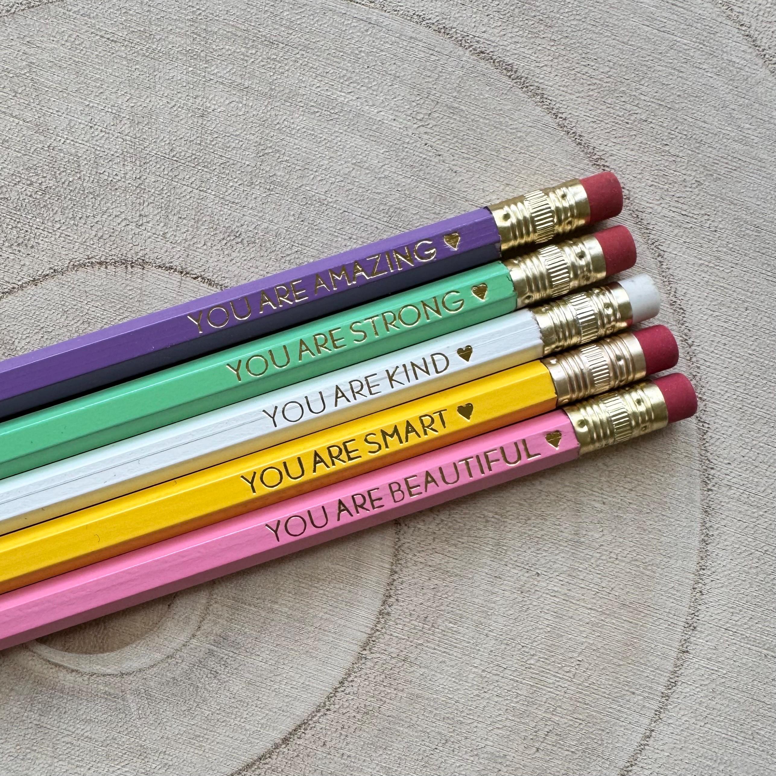 Affirmation Pencils, Motivational Pencil Set, Encouragement Pencils - Etsy