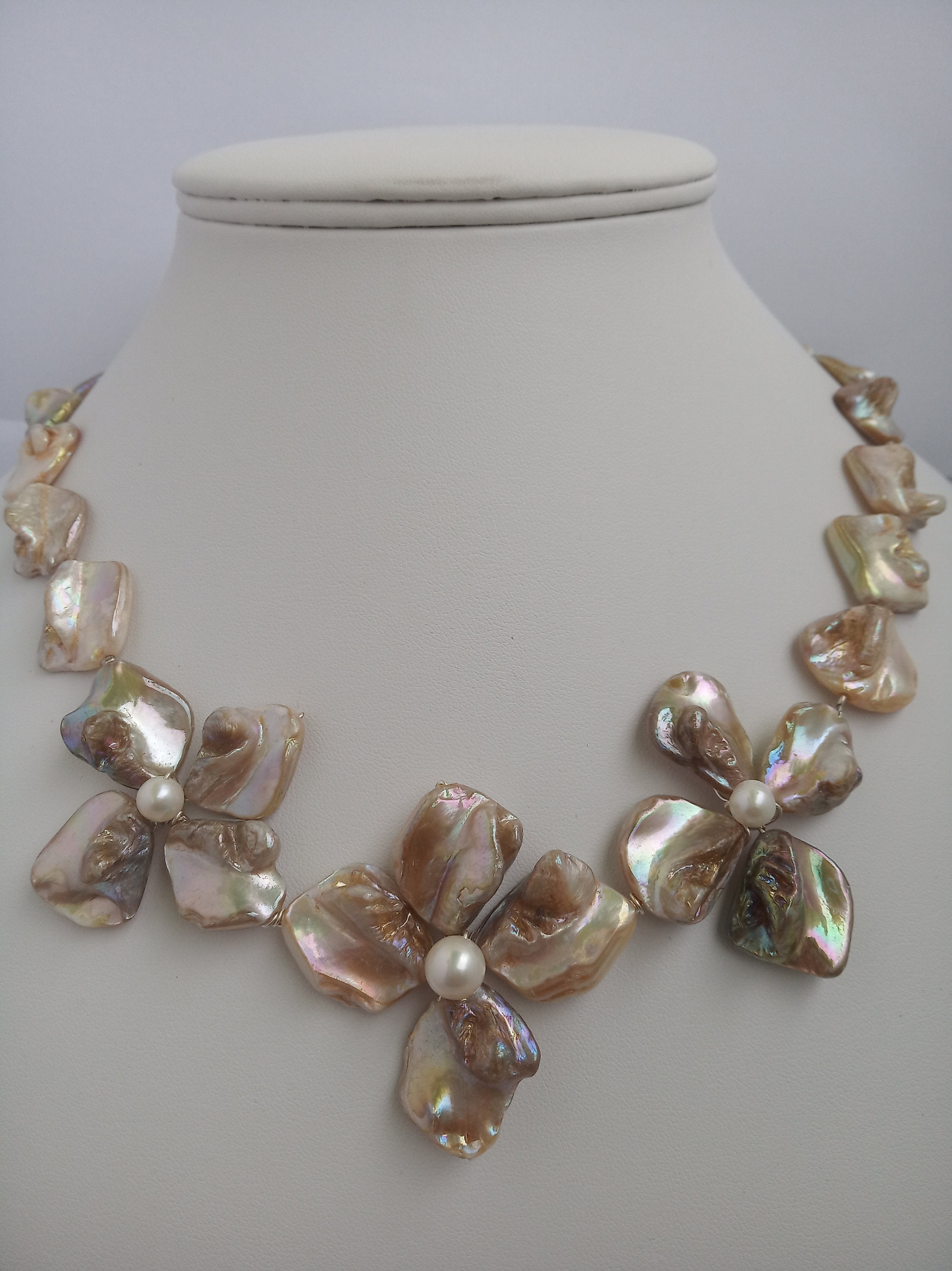 Shell Necklace Flower Necklace Mother of Pearl Necklace | Etsy