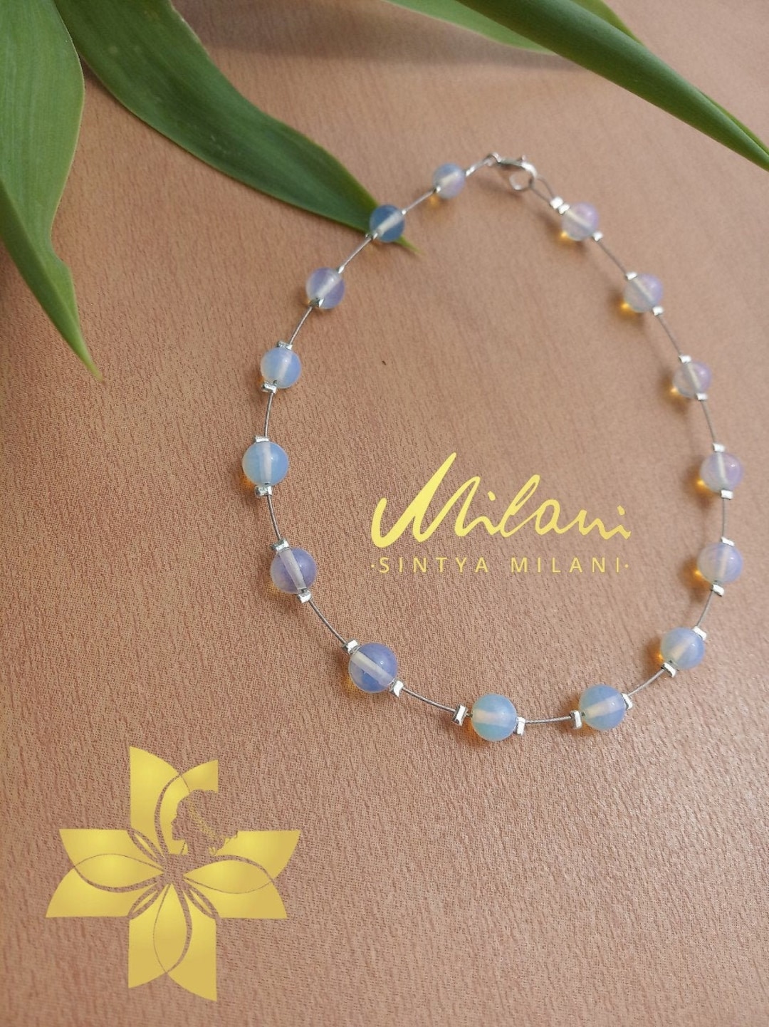 Moonstone Anklet, Silver, Opalite Anklet, Moonstone Ankle Bracelet, Opalite Ankle Bracelet ...