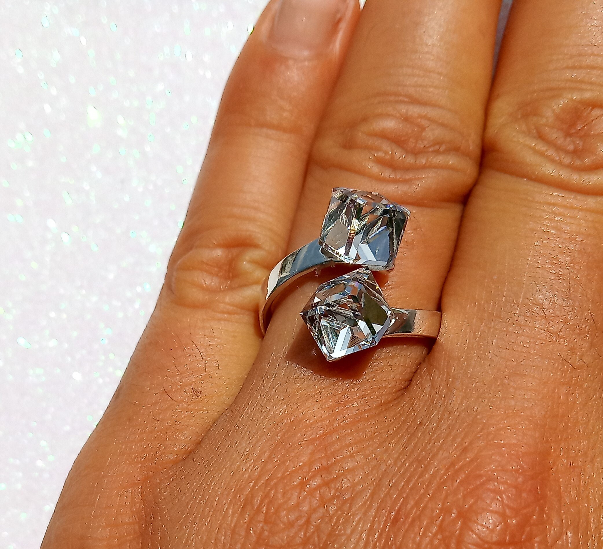 Swarovski ring Adjustable Ring Swarovski crystals ring Open | Etsy