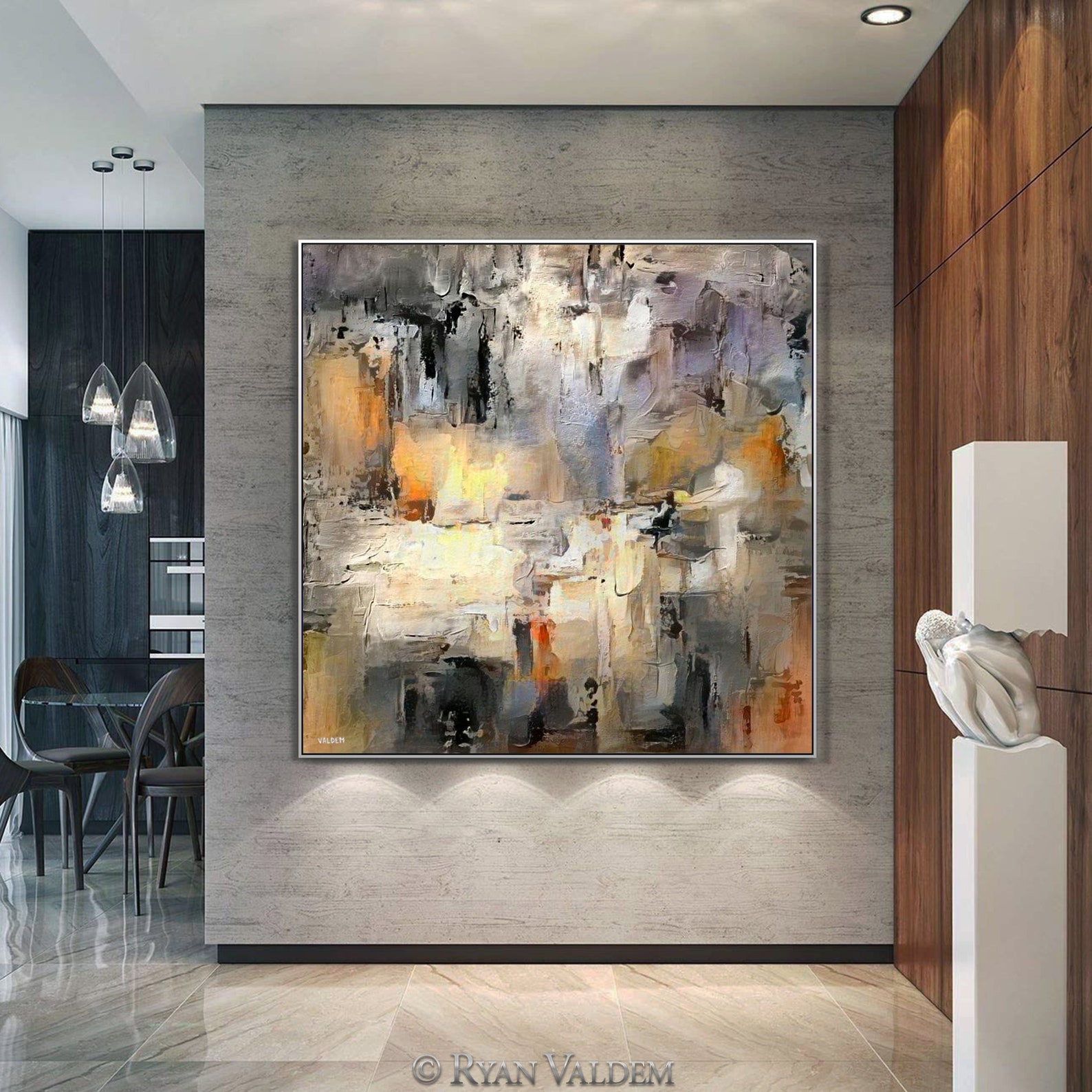 Square Abstract Painting Modern Art Textured Wall Art Hand | Etsy