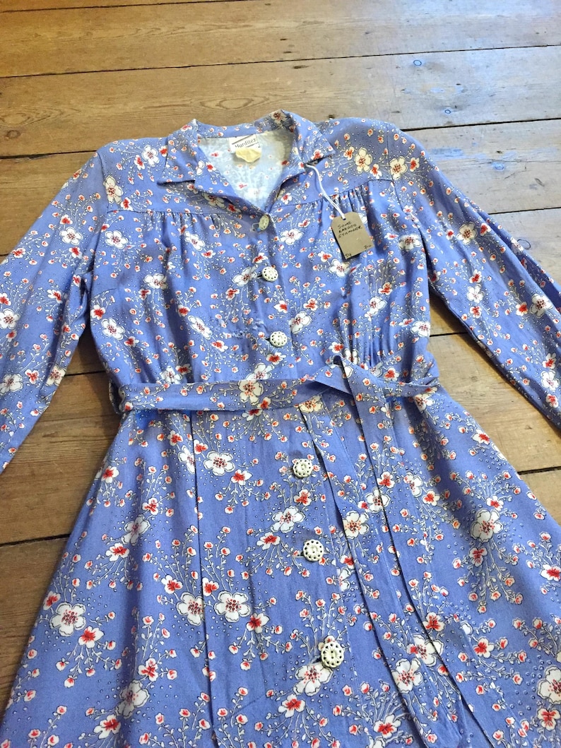 1940s CC41 Utility Wartime Blue Floral House Dress - Etsy