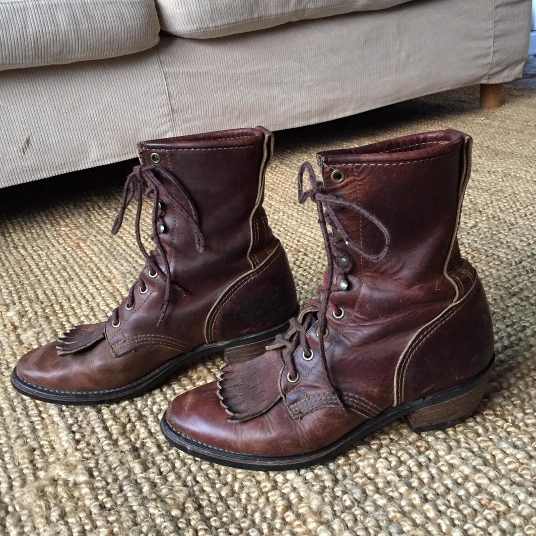 DURANGO Kiltie Roper Oiled Western Boots - Etsy