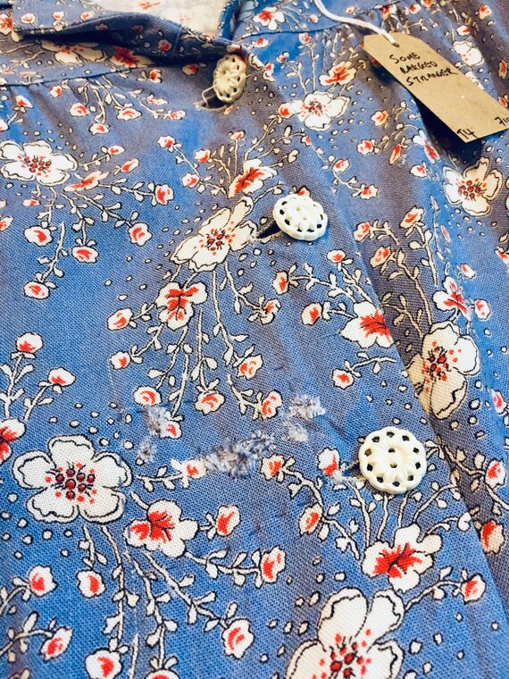 1940s CC41 Utility Wartime Blue Floral House Dress - Gem