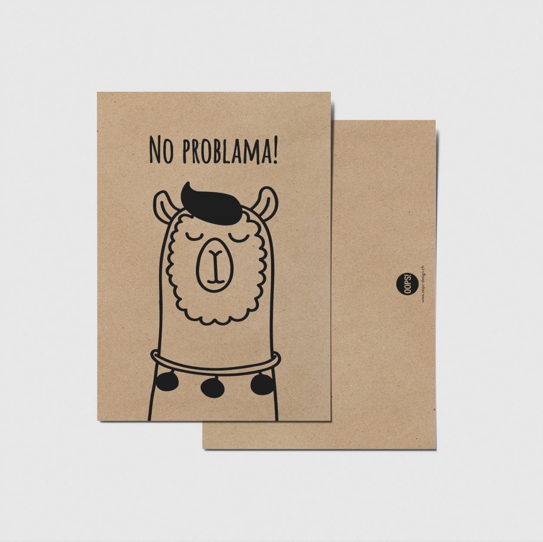 Postcard Kraftpaper no Problama Lama, Drama, Problem, No Problem - Etsy UK