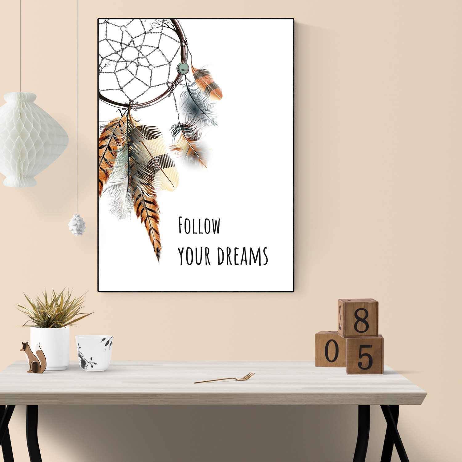 Printable Poster follow Your Dreams Boho - Etsy