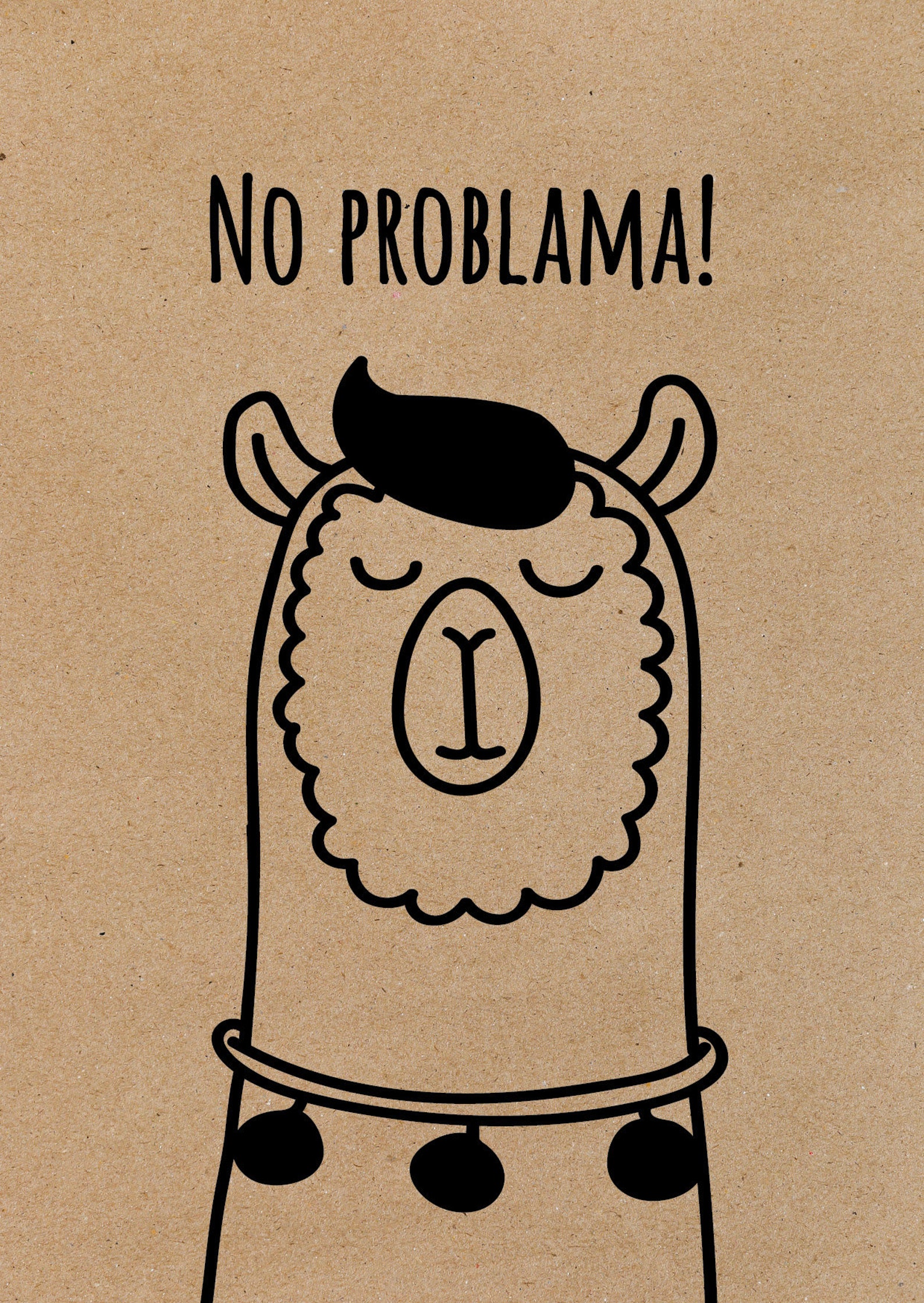 Postcard Kraftpaper "no Problama" Lama, Drama, Problem, No Problem ...