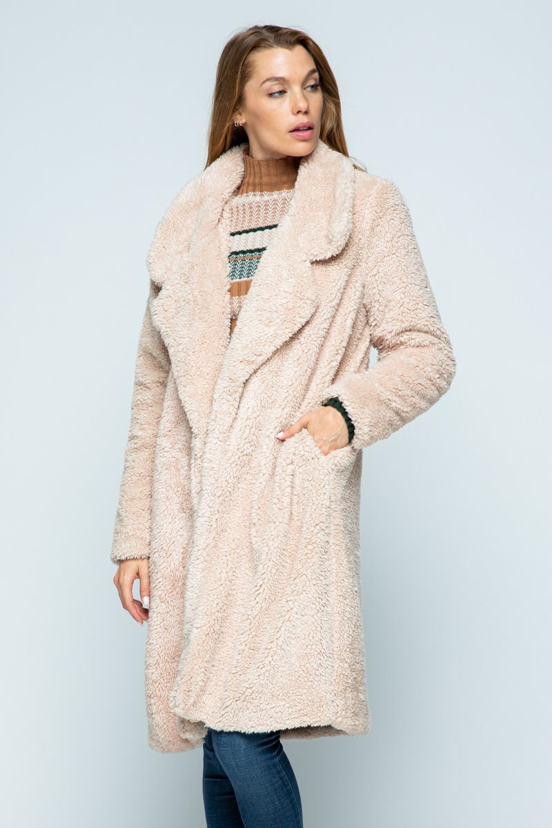 Long Cozy Teddy Bear Fluffy Pocket Side Lined Oversize Coat - Etsy