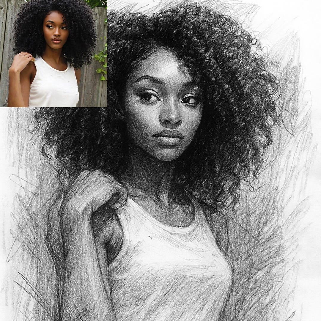 Custom Hand-drawn Digital Portrait, Realistic Pencil Drawing Look ...