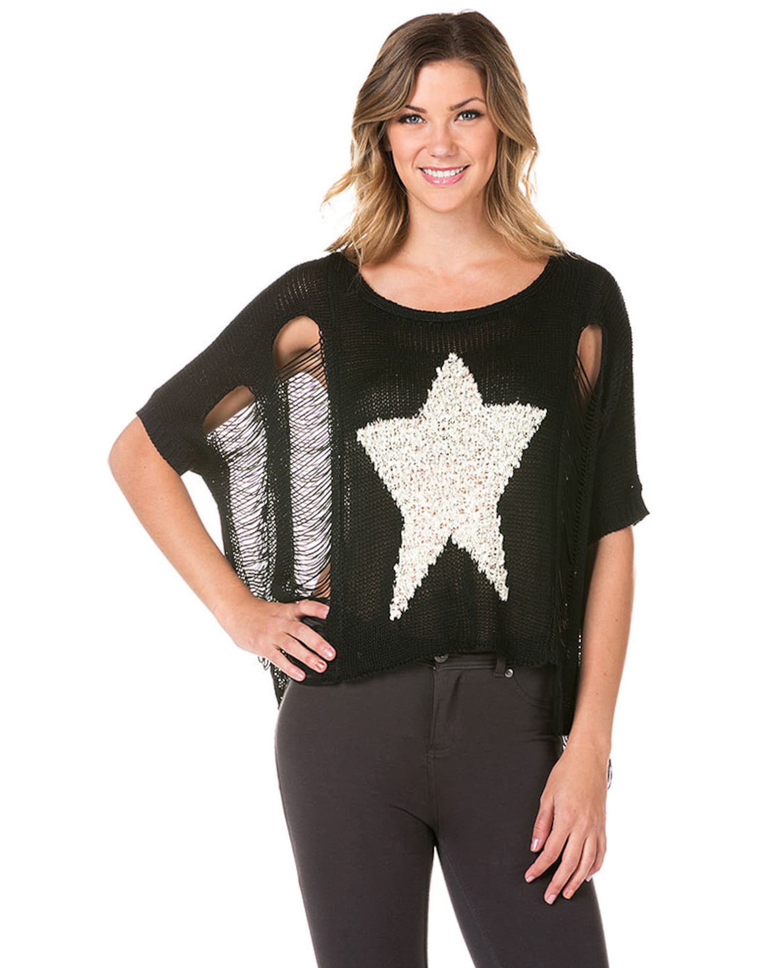 Star Knitted Fishnet Sweater - Etsy