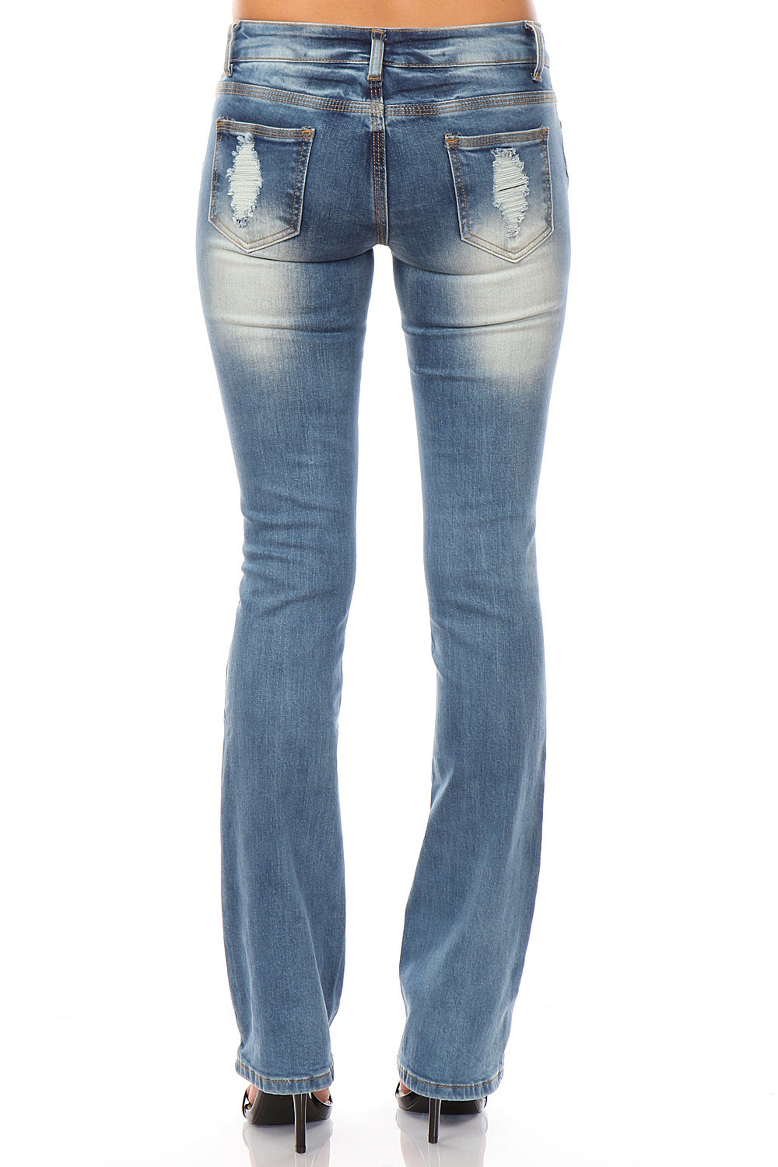 Distressed Denim Cutoffs Flare Jean - Etsy