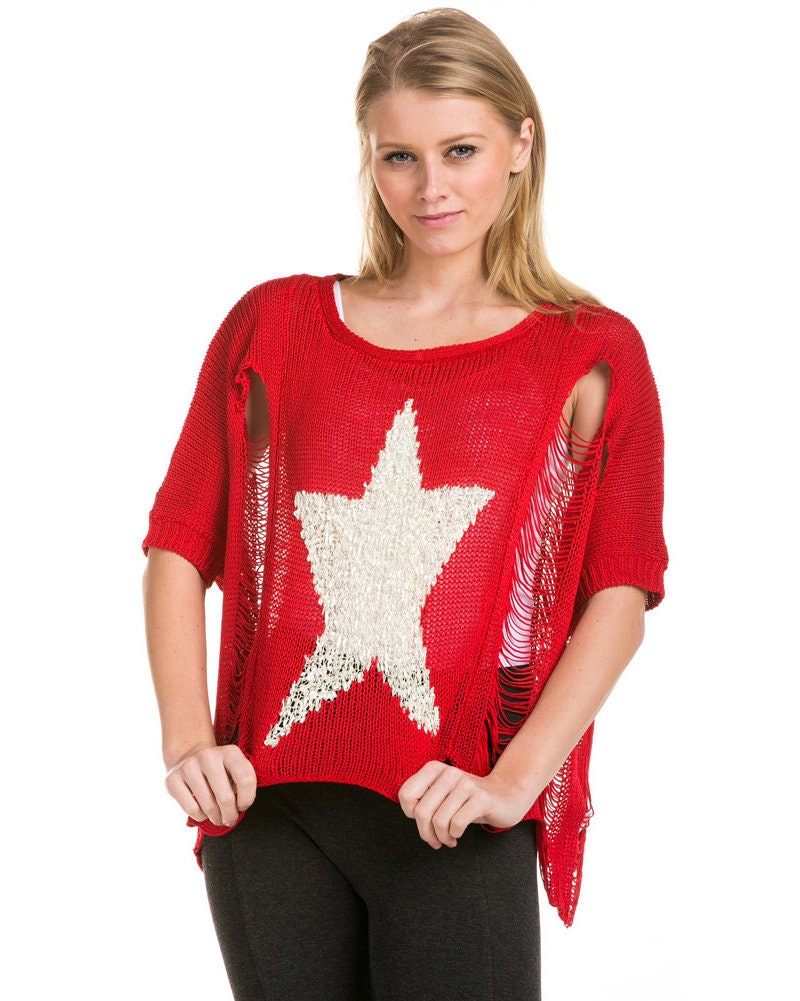 Star Knitted Fishnet Sweater - Etsy