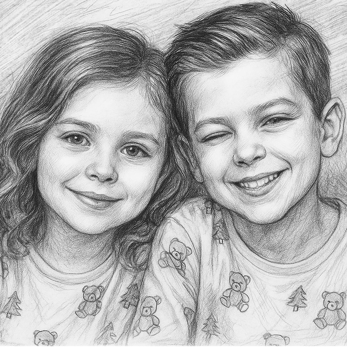 Custom Hand-drawn Digital Portrait, Realistic Pencil Drawing Look ...