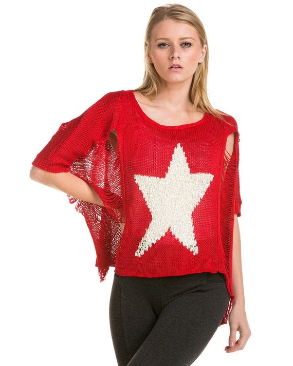 Star Knitted Fishnet Sweater | Etsy