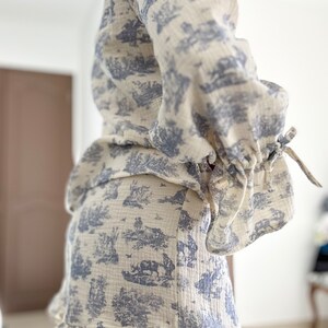 Tied Blouse and Shorts in Toile De Jouy, Pajama Set in Toile De Jouy ...