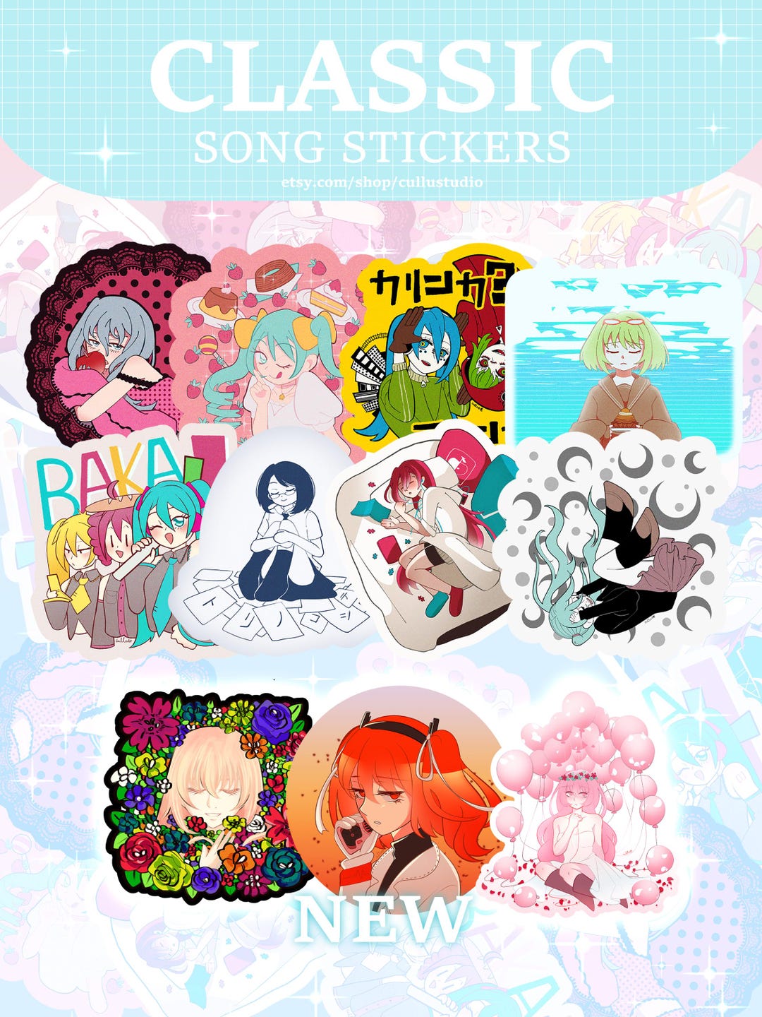 NEW ADDITIONS! Classic Vocal Synth Song Stickers | 11 Songs - Etsy