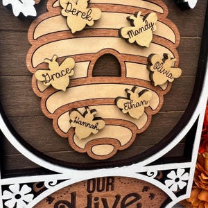 Family Name Beehive Sign, Personalized Bee Family Name Home Decor ...
