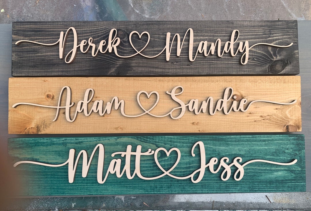 Couples Name Sign, Personalized Wedding Gift, 3D Name Sign ...