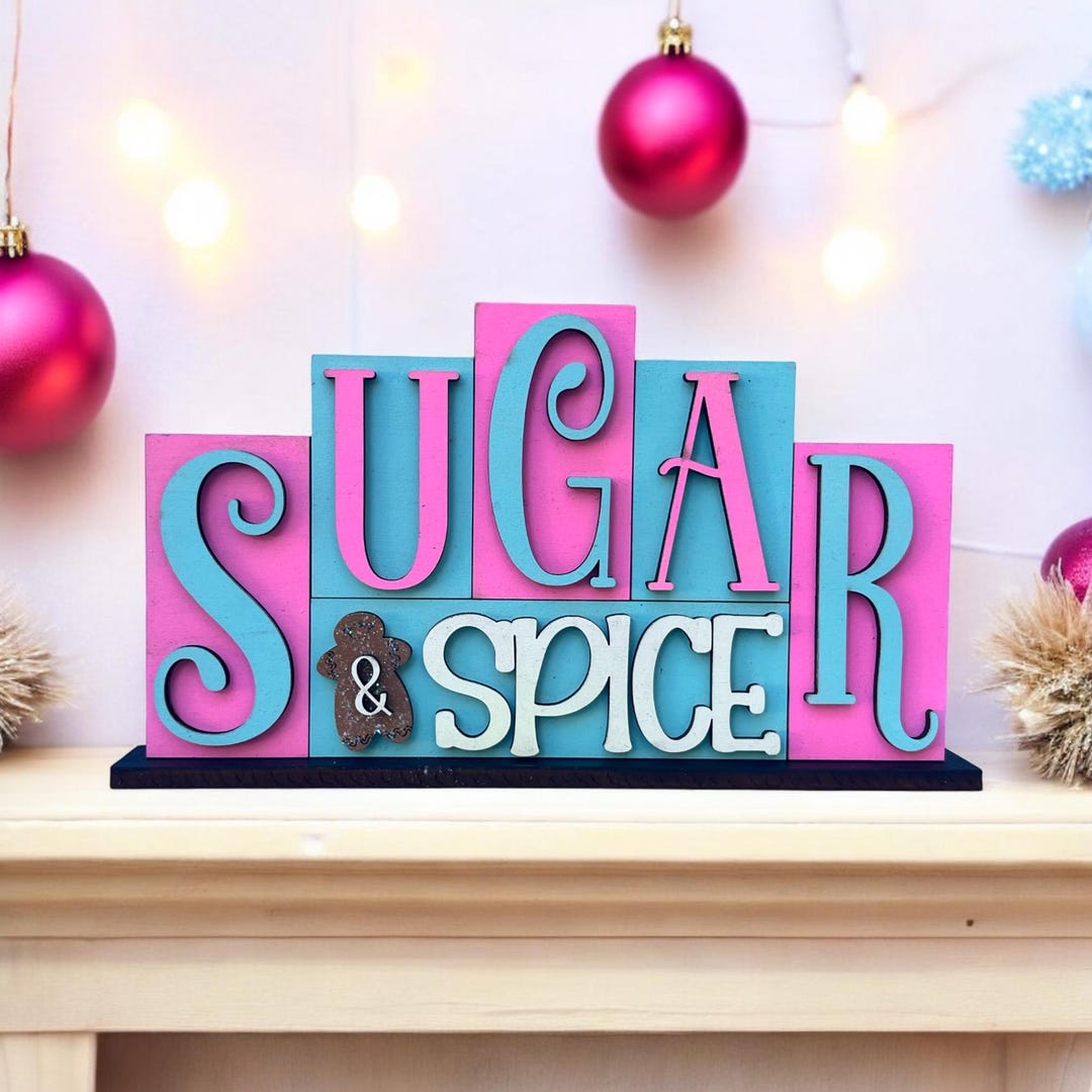 Sugar and Spice Sign for Home, Pastel Christmas Decor for Home, Pink ...