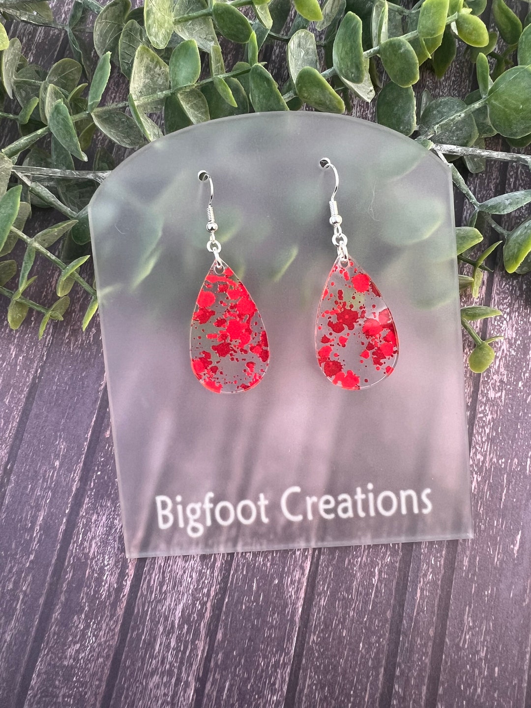 Blood Splatter Acrylic Earrings, Horror Themed Earrings, Halloween ...