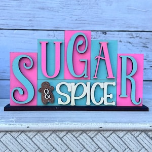 Sugar and Spice Sign for Home, Pastel Christmas Decor for Home, Pink ...