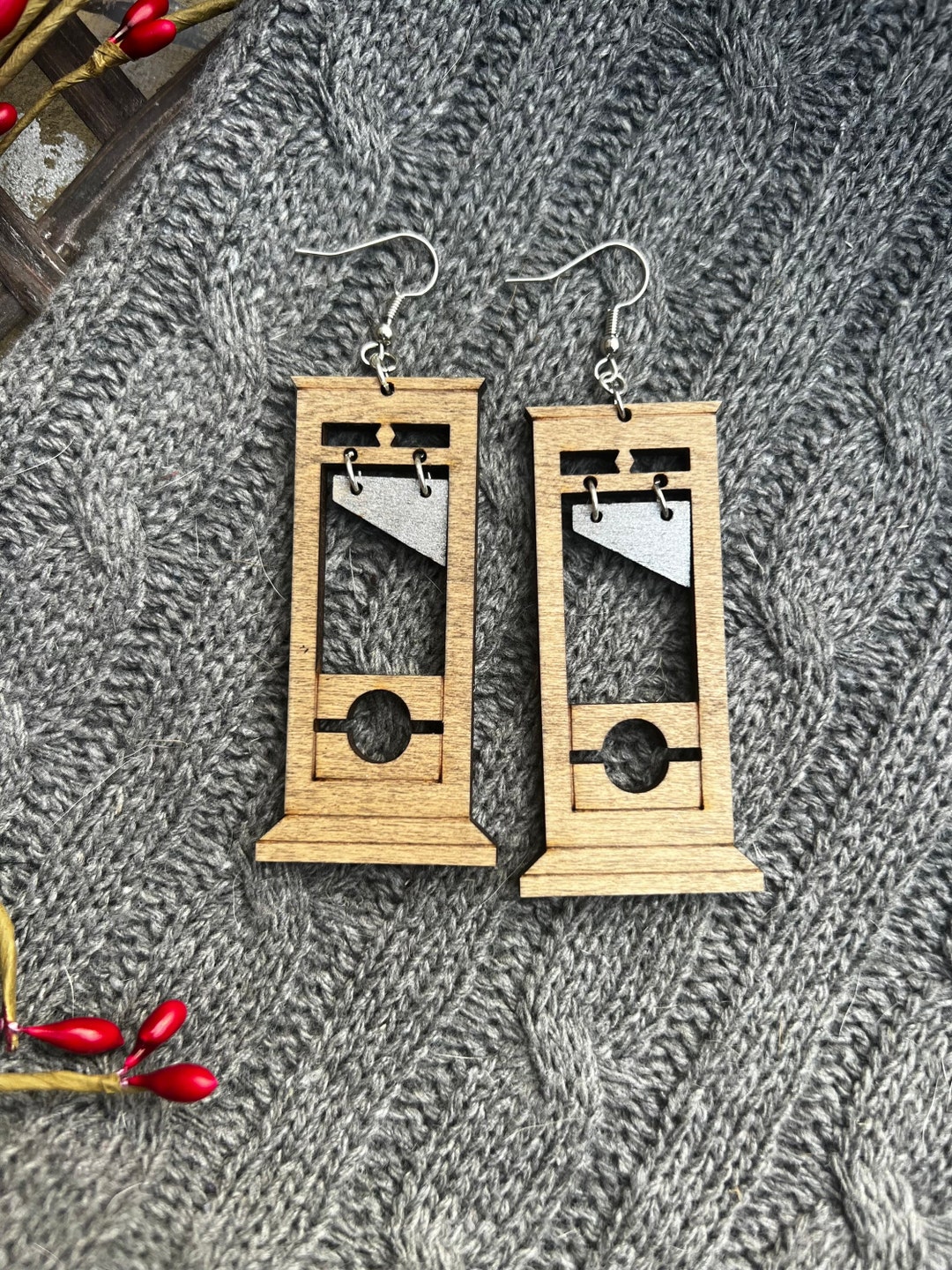 Guillotine Earrings, Novelty Jewelry, Fun Gift for Friend, Big Earrings ...