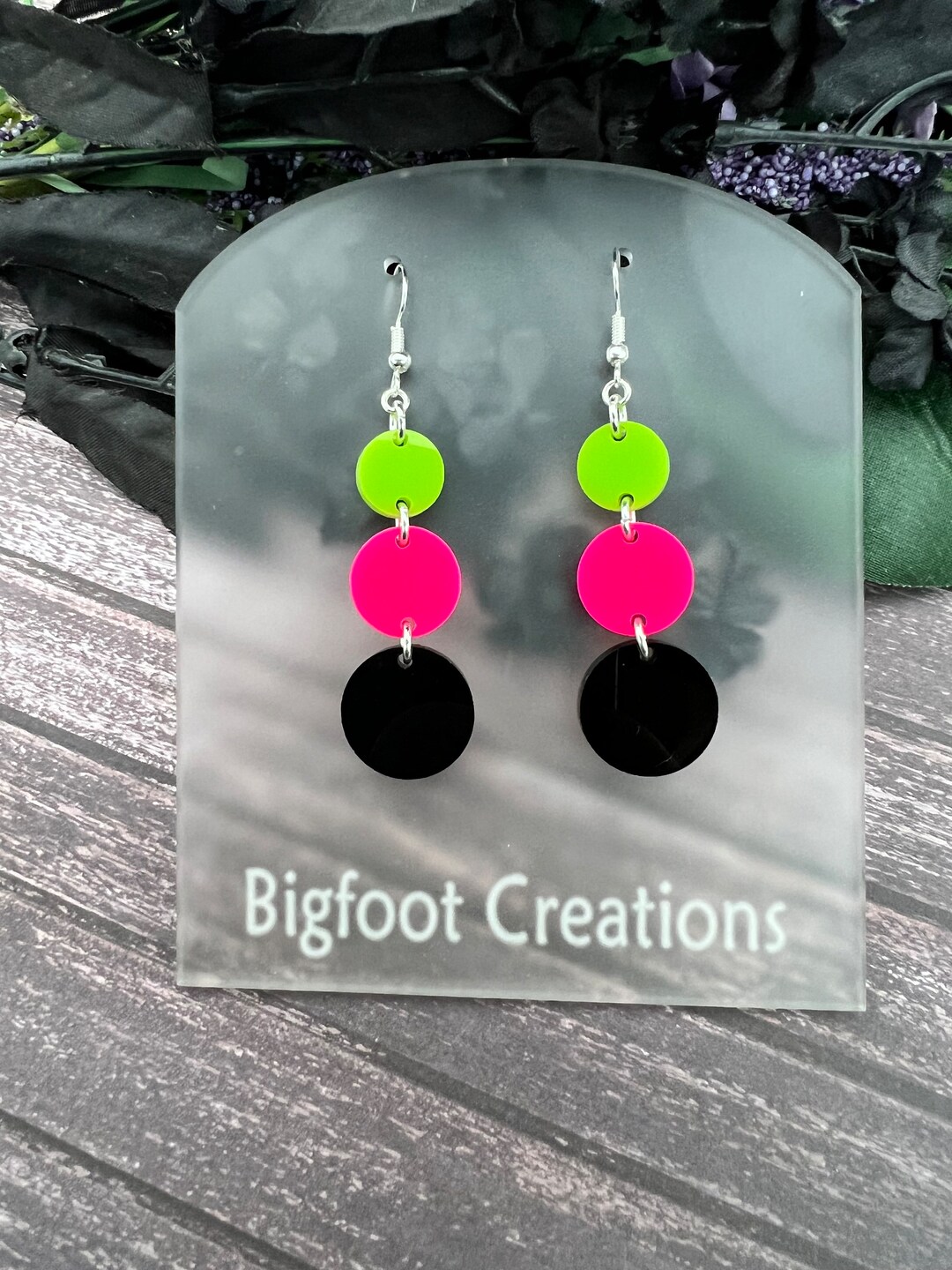 Bright Colored Circle Dangle Earrings, Hot Pink Jewelry, Bold Statement ...