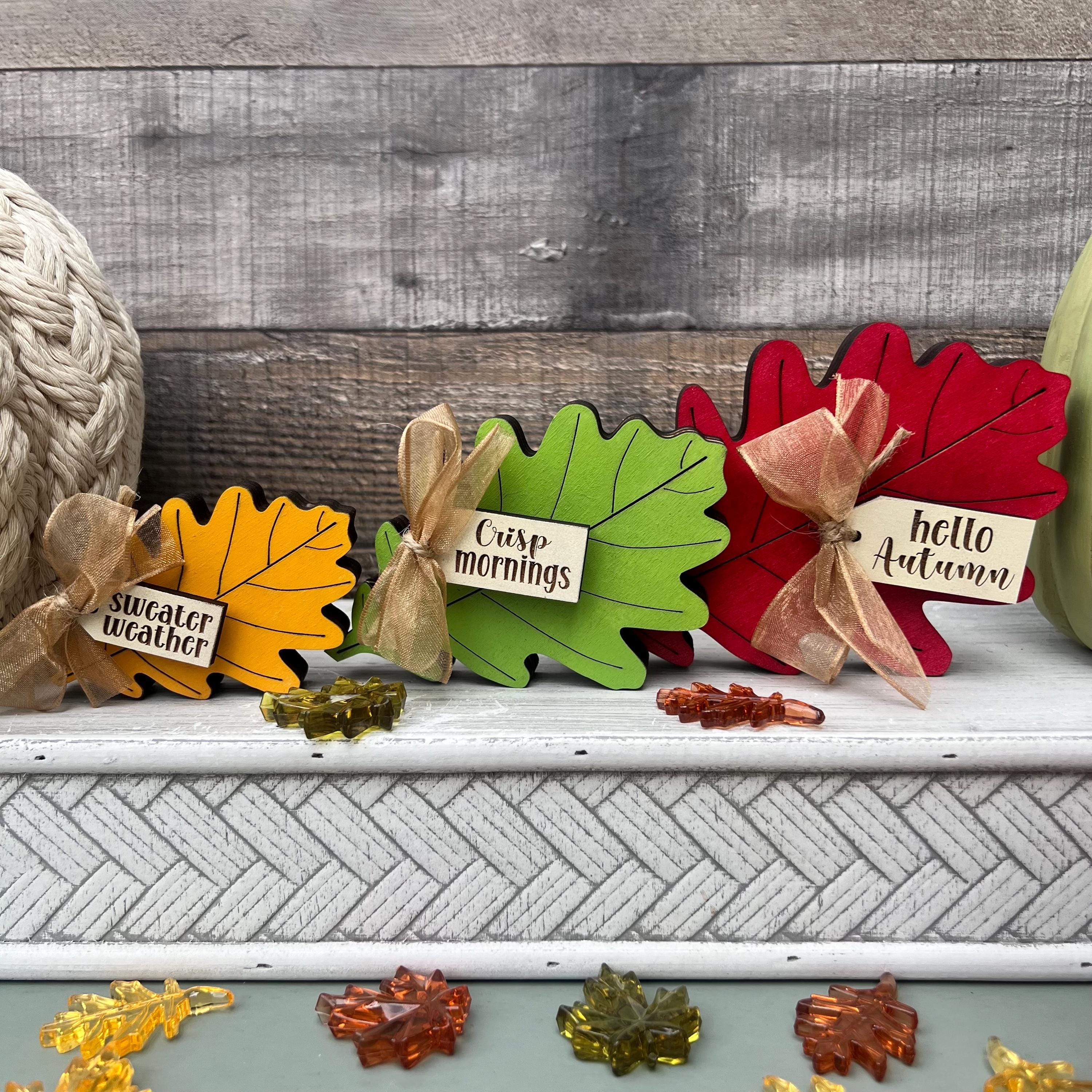 Chunky Leaf Fall Shelf Decor, Autumn Decor for Home, Farmhouse Wooden ...