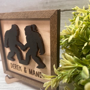 Bigfoot Couples Name Sign, Personalized Home Decor for Bigfoot Lover - Etsy