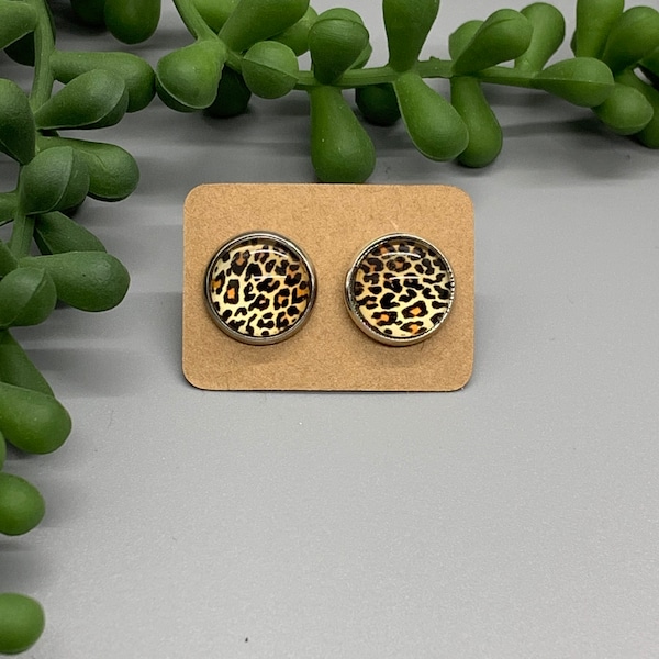 Leopard Stud Earrings - Etsy