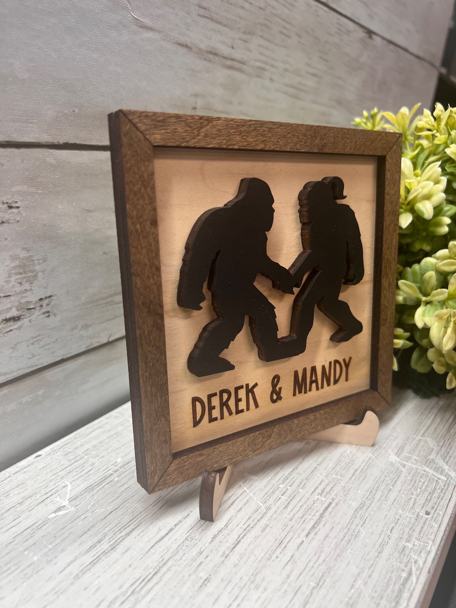 Bigfoot Couples Name Sign, Personalized Home Decor for Bigfoot Lover - Etsy