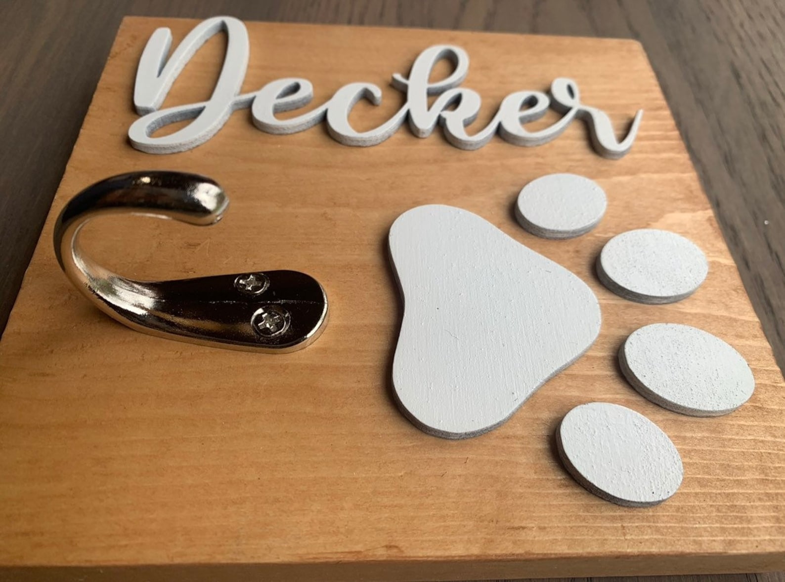 Dog Leash Sign With Hook Dog Paw Leash Holder Personalized - Etsy
