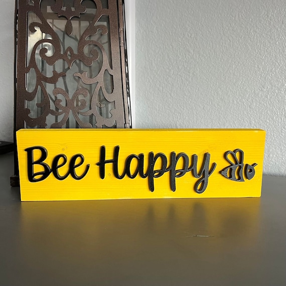 Bee Happy Sign Bee Home Decor - Etsy