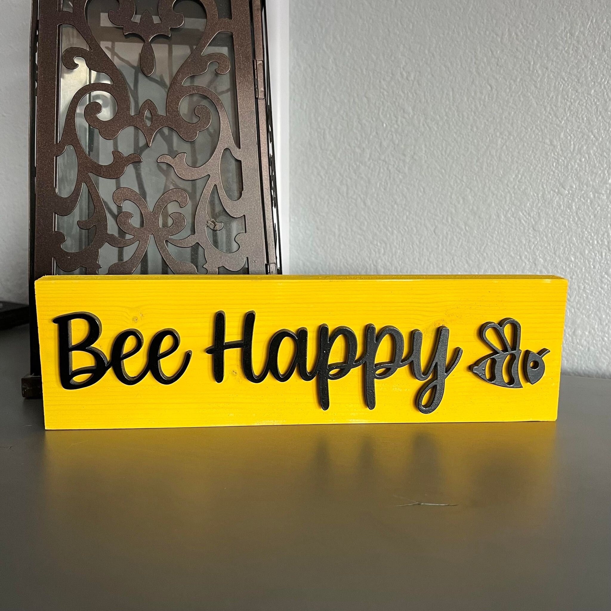 Bee Happy Sign Bee Home Decor - Etsy