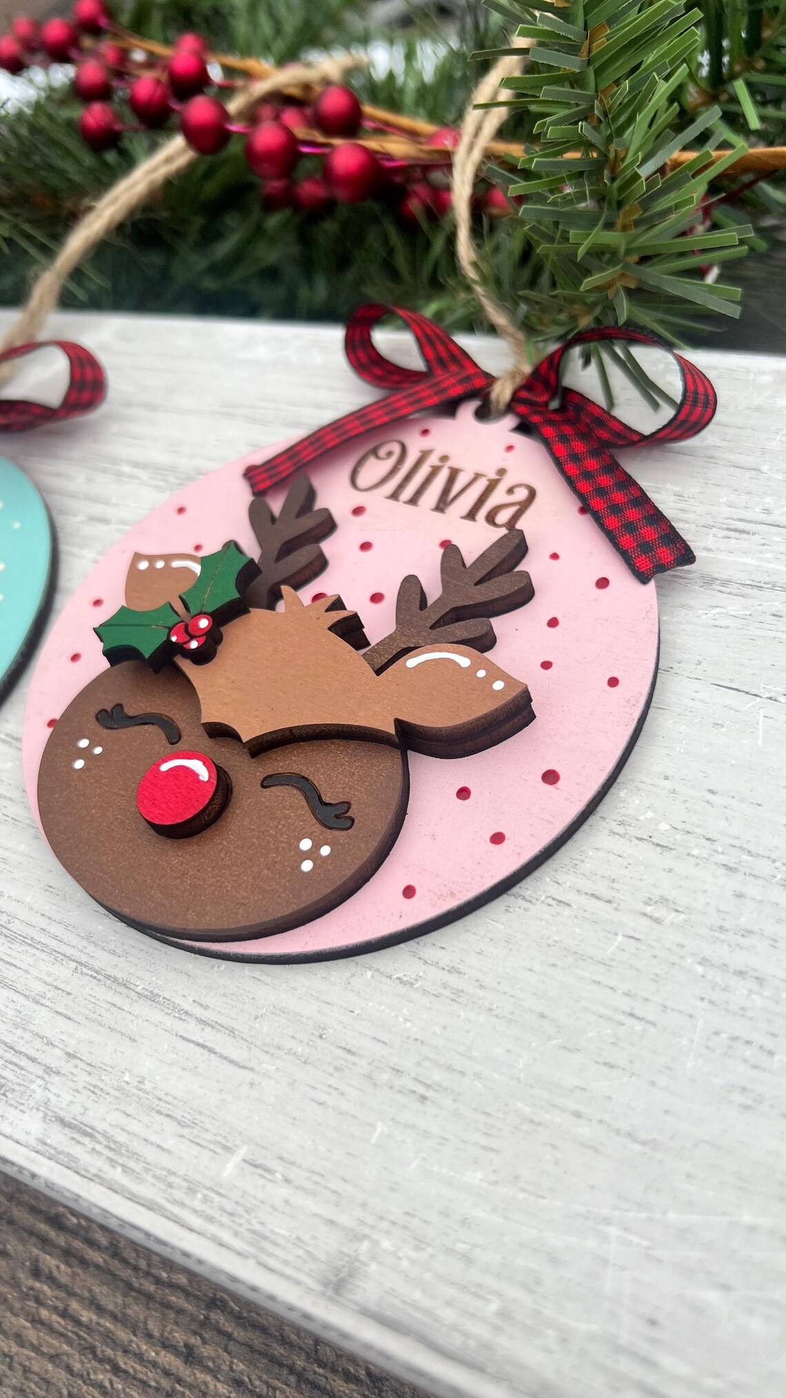 Personalized Reindeer Ornament: Custom Name, Wood Christmas Decor - Etsy