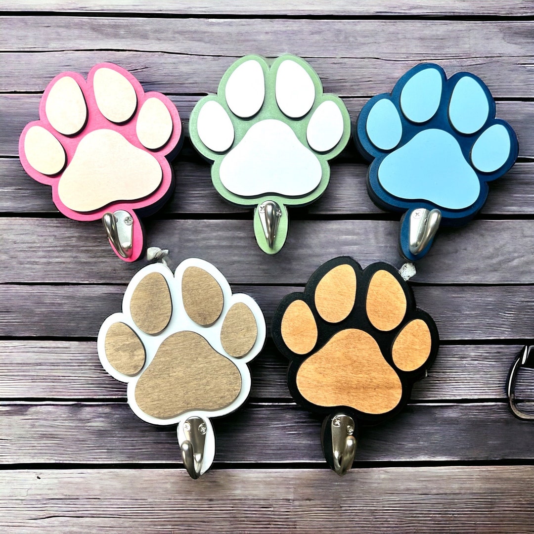 Dog Leash Holder for Wall, Dog Hook Sign, Pink Leash Storage, Rustic ...