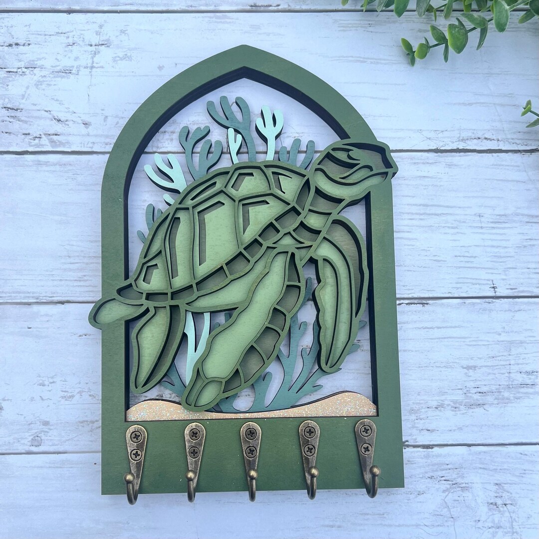 Sea Turtle Key Holder for Wall, Fun Sea Lover Home Decor for Wall ...