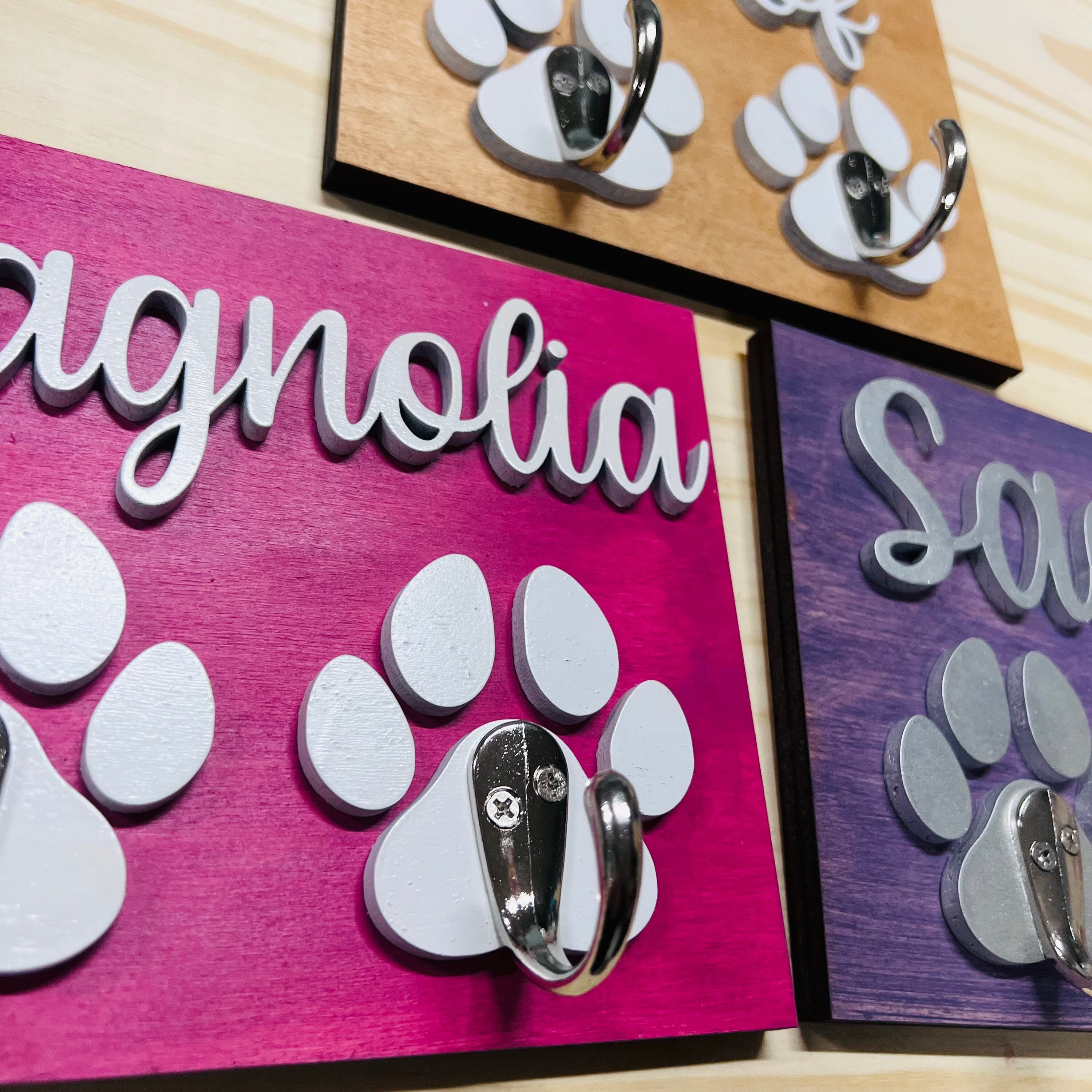 Dog Leash Sign, Double Hook Dog Leash Plaque, Personalized Dog Leash ...