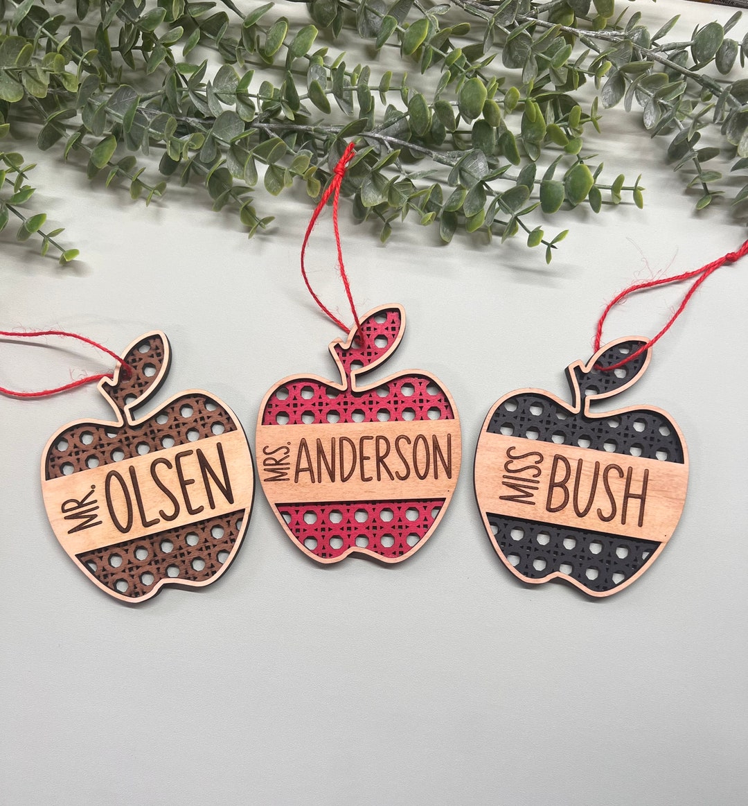 Personalized Teacher Apple Ornaments, Christmas Gift for Teacher ...