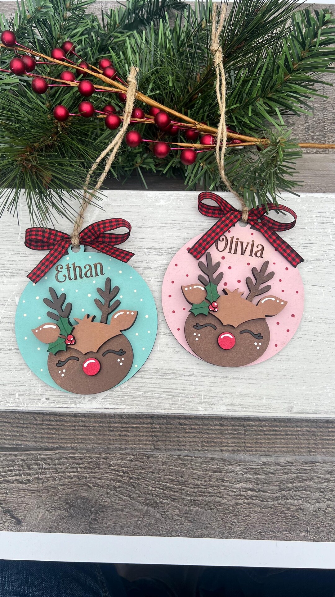 Personalized Reindeer Ornament: Custom Name, Wood Christmas Decor - Etsy
