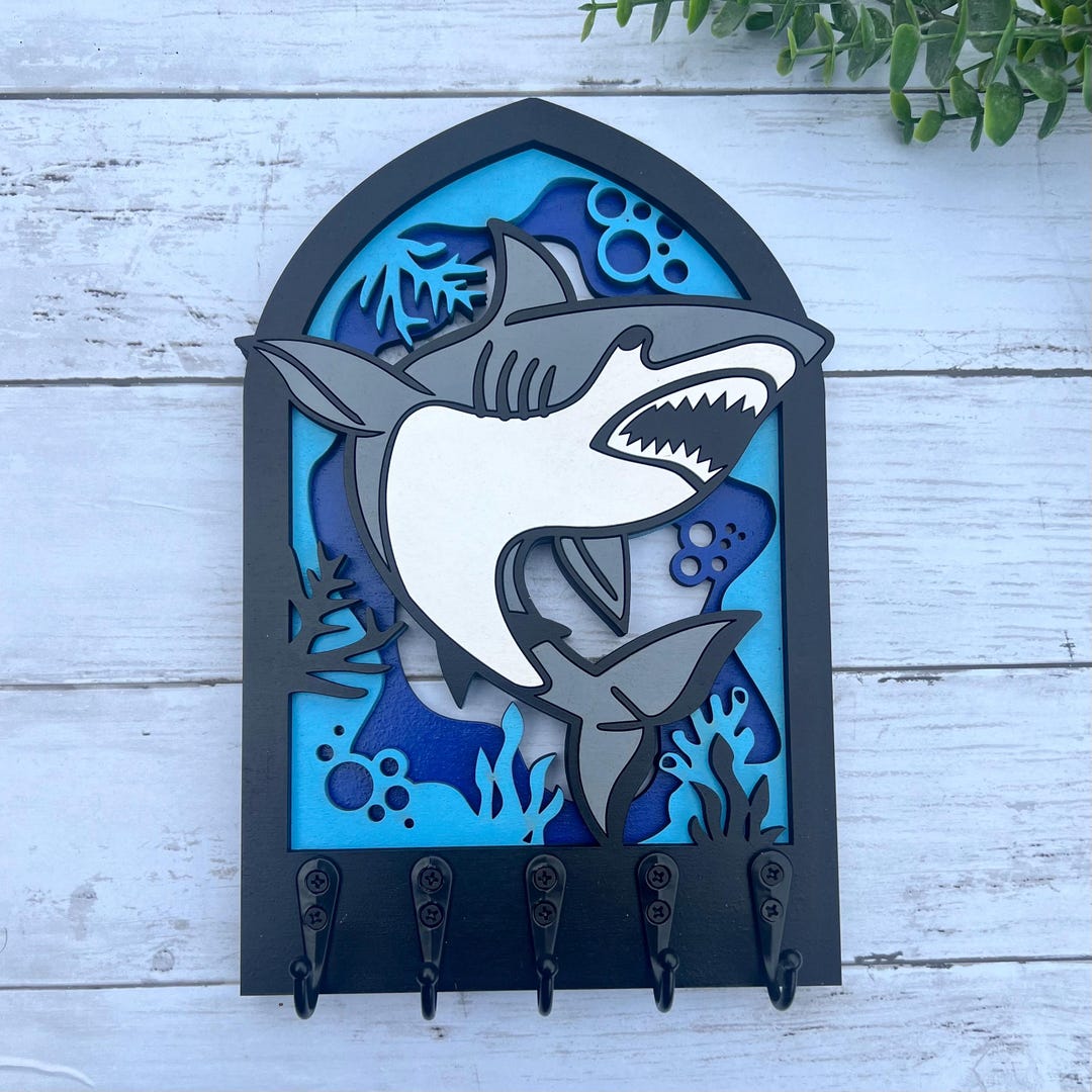 Shark Key Holder: Fun Ocean Wall Decor, Beach House Key Rack - Etsy