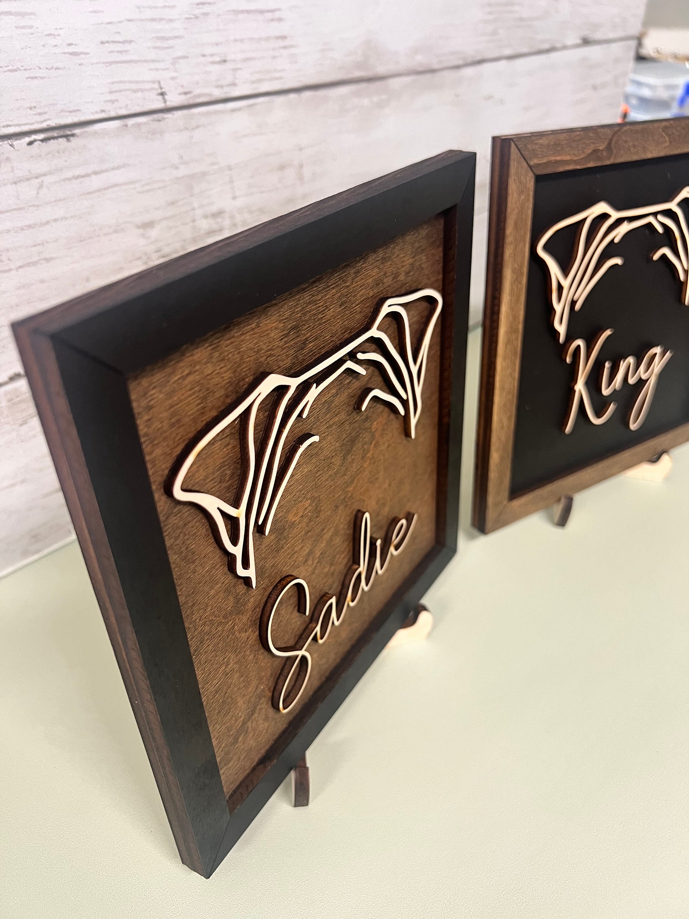 Personalized Dog Ear Sign, Custom Pet Name Decor, Rustic Dog Ear Plaque ...