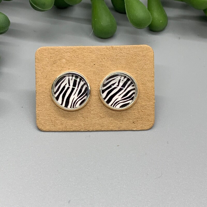 Zebra Stud Earrings - Etsy