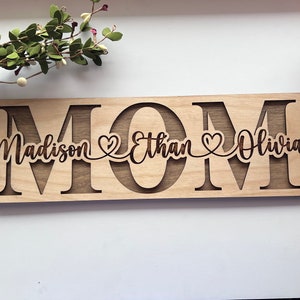 Mom Sign With Kids Names, Personalized Gift for Mom, Mothers Day Gift ...