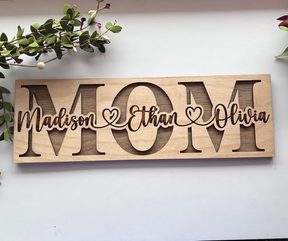 Mom Sign With Kids Names Personalized Gift for Mom Mothers | Etsy