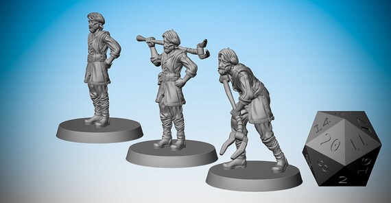 PEASANT COMMONER 3 Versions Townsfolk Npc Dungeons and | Etsy