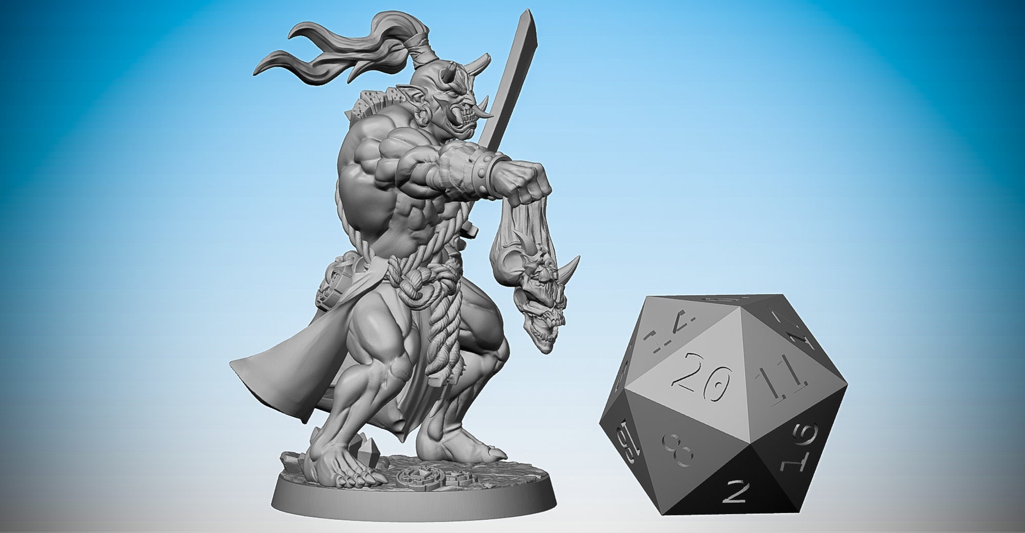 Hero Size Dungeons and Dragons Tabletop RPG DnD 28 mm ONI GRUNT Katana ...